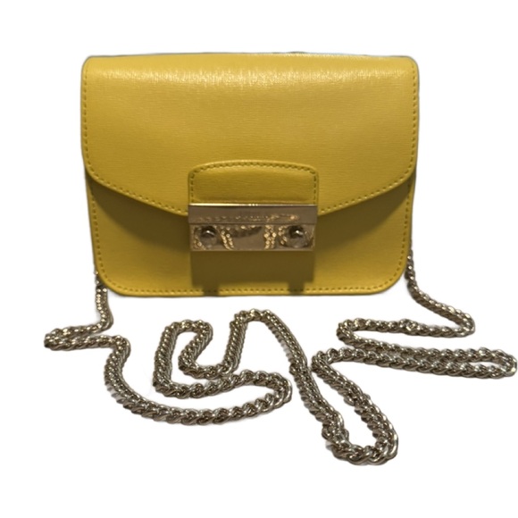 Furla | Bags | Furla Yellow Metropolis Mini Leather Crossbody Bag ...